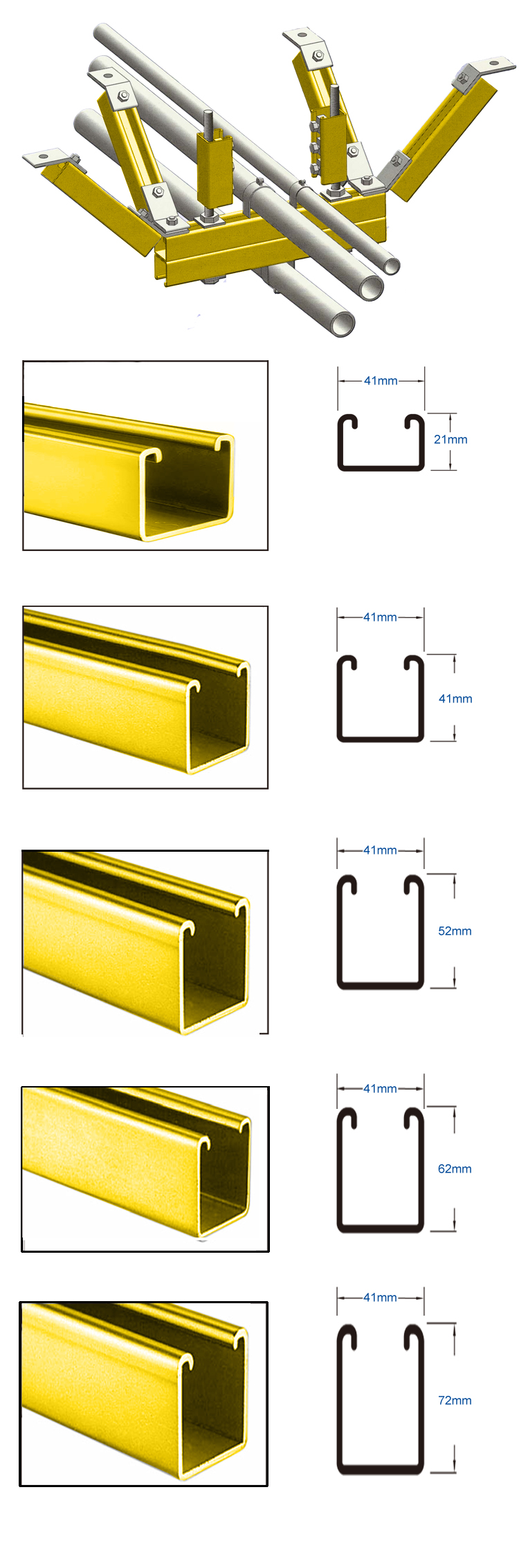 Anti-Seismic Bracing System Coll Rolled Building Material C Strut C ...